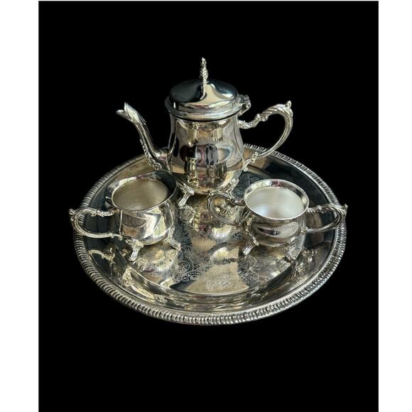 generic | Dining | Vintage Silverplated Tea Set Serving Tray Tea Cream ...